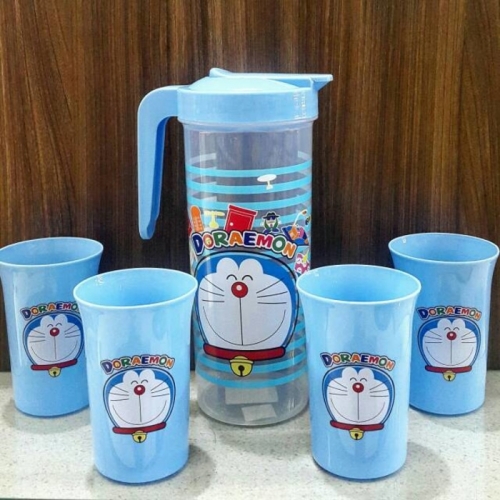 teko gelas set plastik karakter 5 in 1
