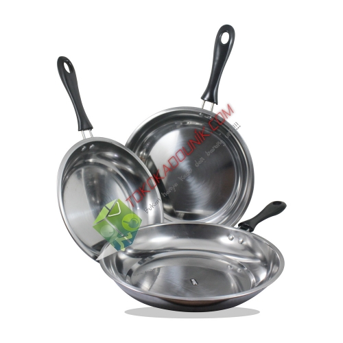 wajan teflon set stainless steel - 3 Pcs