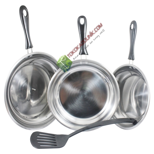 wajan teflon set stainless steel - 3 Pcs