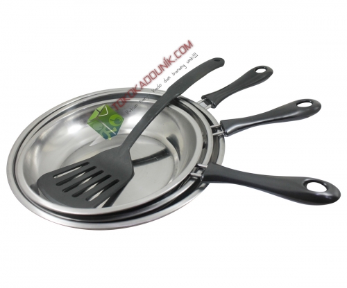 wajan teflon set stainless steel - 3 Pcs